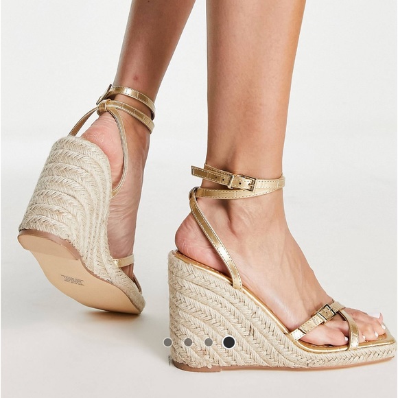Topshop | Shoes | Topshop Gold Espadrille Wedges | Poshmark